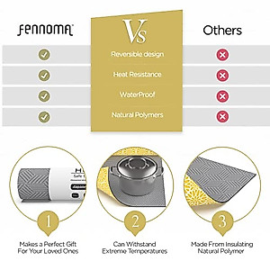 Fennoma Hotrun 2 in 1 Heat Resistant Trivet & Table Runner, 40 Inches Long Trivet for Hot Pots and Pans, Handles Heat Up to 356F, Anti Slip, Waterproof, Ideal for Kitchen Countertops (Ich)