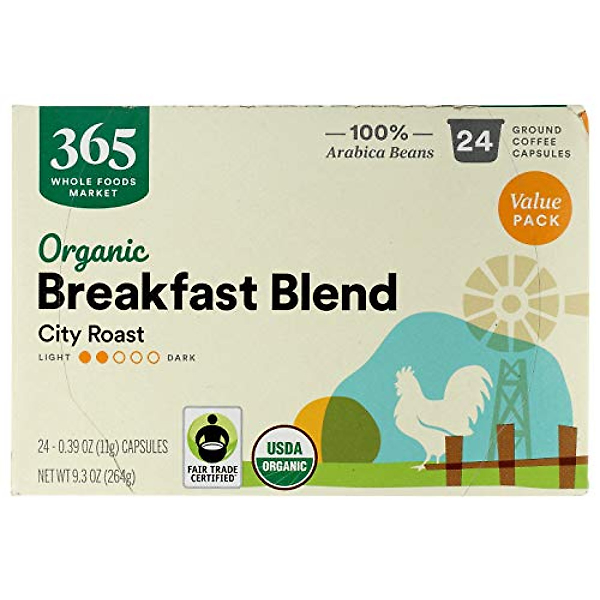 365 by Whole Foods Market, Organic Breakfast Blend Coffee Capsules, 0.39 Ounce (Pack of 24)