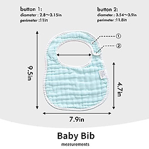 DOSMINE 6 Pack Baby Bibs Muslin Bibs Baby Drooling Bibs 8 Layer Bibs Unisex Baby Feeding Bibs Adjustable Teething Drooling Bibs for Boys Girls