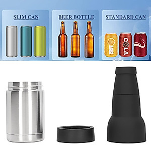Beer Bottle Insulator, Insulated Can Bottle Cooler with Beer Opener Double Wall Beer Bottle Insulator Can Chiller Accessories for Standard Cans, Beer Bottle(Sliver)