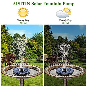 AISITIN 5.5W LED Solar Fountain Pump with Color LED Light, New Upgrade 7 Nozzles Solar Bird Bath Fountains in 2022, Suitable for Outdoor, Garden, Pond, Fish Tank, Bird Bath, Swimming Pool
