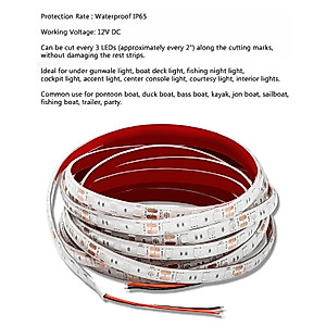 Seaponer Pontoon Boat Light, Marine Led Light Strip for Duck Jon Bass Boat Sailboat Kayak Led Flex Lighting for Boat Deck Light Accent Light Courtesy Interior Lights Fishing, White,12v, 5m(16.4ft)