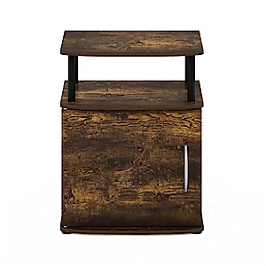 Furinno Jaya End Side Sofa Table/Nightstand with Door, Amber Pine/Black