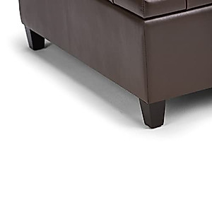SIMPLIHOME Harrison 36 inch Wide Square Coffee Table Lift Top Storage Ottoman, Cocktail Footrest Stool in Upholstered Chocolate Brown Tufted Faux Leather for the Living Room,