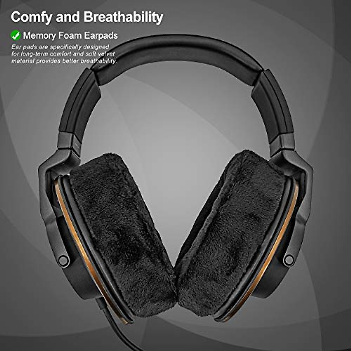 Replacement Ear Pads Compatible with HD668B, SR850, ATH-A900, ATH-AD500X, ATH-A700, AD700X, AD900X, ATH-A990z, ATH-R70X, ATH D700X, AD1000X, AD2000X Headphones (Velour Black)