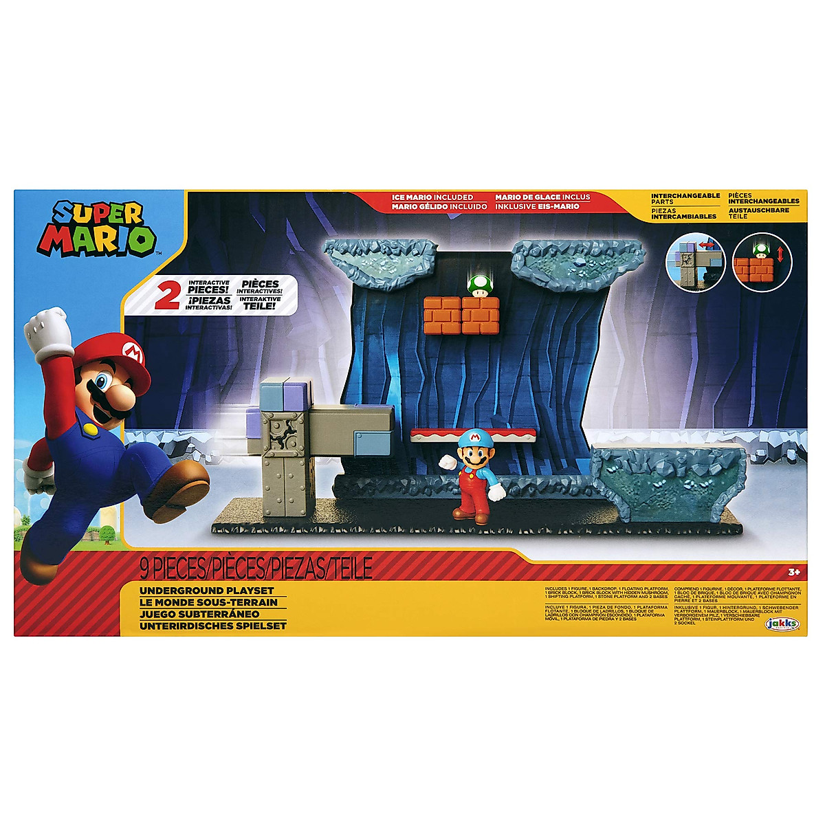 Super Mario Underground playset with Ice Mario Action Figure Includes 5 Interactive Environment Pieces