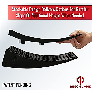 Beech Lane Stackable Camper RV Leveler, Patent Pending Stacking Feature, Fits All Dual Axle Campers Without Cutting, Reduces Steep Curve for Easier Fine Tuning (12" Length- 2 Pack with Carrying Bag)