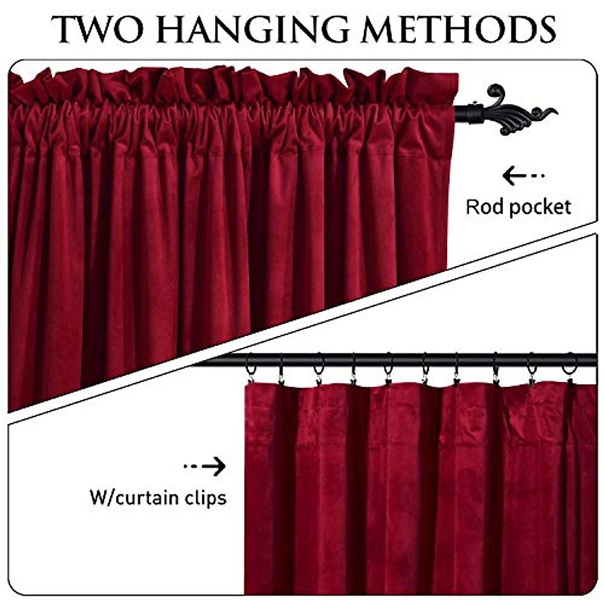 StangH Red Velvet Curtains & Outdoor Waterproof Blackout Curtains