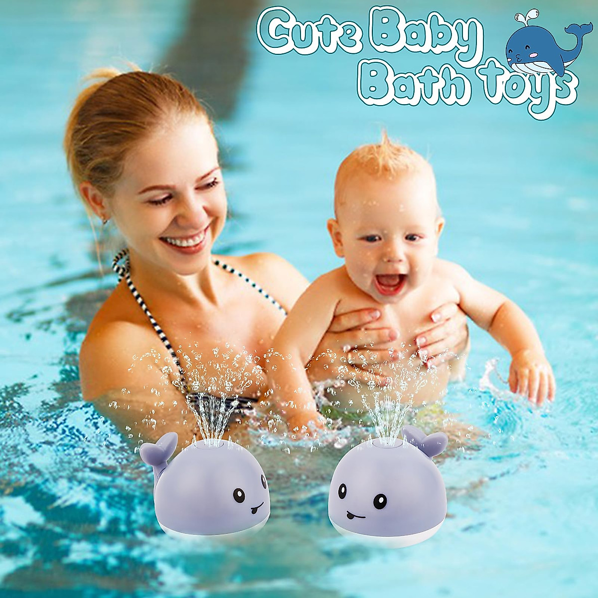 Baby Bath Toys, Rechargeable Whale Automatic Spray Water Bath Toy, Light Up Spray Water Bathtub WaterTableToys for Kids 6-12, Pool Toy for Toddlers Boys and Girls