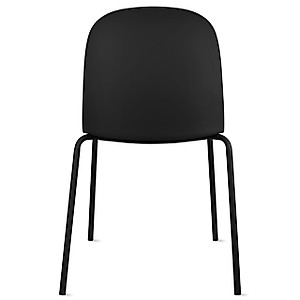 2xhome Modern Stackable Armless Dining Chair, Plastic Shell Seat with Metal Legs for Indoor Outdoor Home Kitchen Patio Cafe, Black