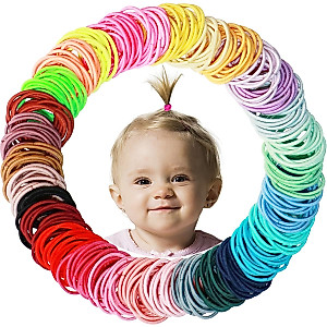 200PCS Small Hair Ties,No Crease Baby Hair Ties,Elastic Hair Ponytail Holder Hair Accessories for Baby Girls Infants Toddlers Kids