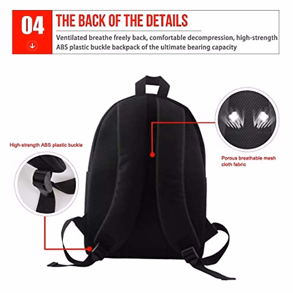 JOAIFO Red Polynesian Tattoo Backpack Samoa Tribal Stripe Travel Backpack Durable School Backpack for Boys Girls Teens College Laptop Bookbag,Kids Schoolbag Casual Daypack,15.6 inch