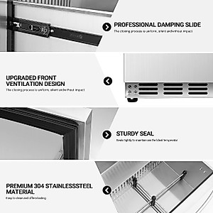 ICEJUNGLE Indoor and Outdoor Refrigerator, Digital Touch LED Display Under Counter 24'' Built-in Beverage Refrigerator Double Drawer Fridge Stainless Steel Silver