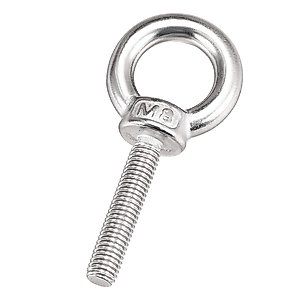 uxcell Lifting Eye Bolt M8 x 40mm Male Thread 304 Stainless Steel for Hanging, Pack of 5