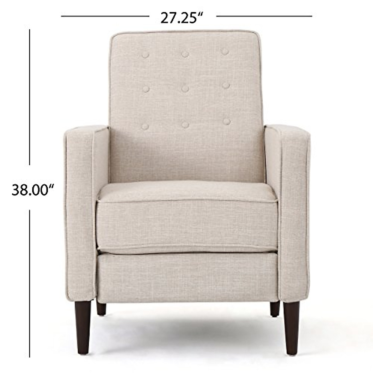 GDFStudio Marston Mid Century Modern Fabric Recliner (Set of 2) (Cream)