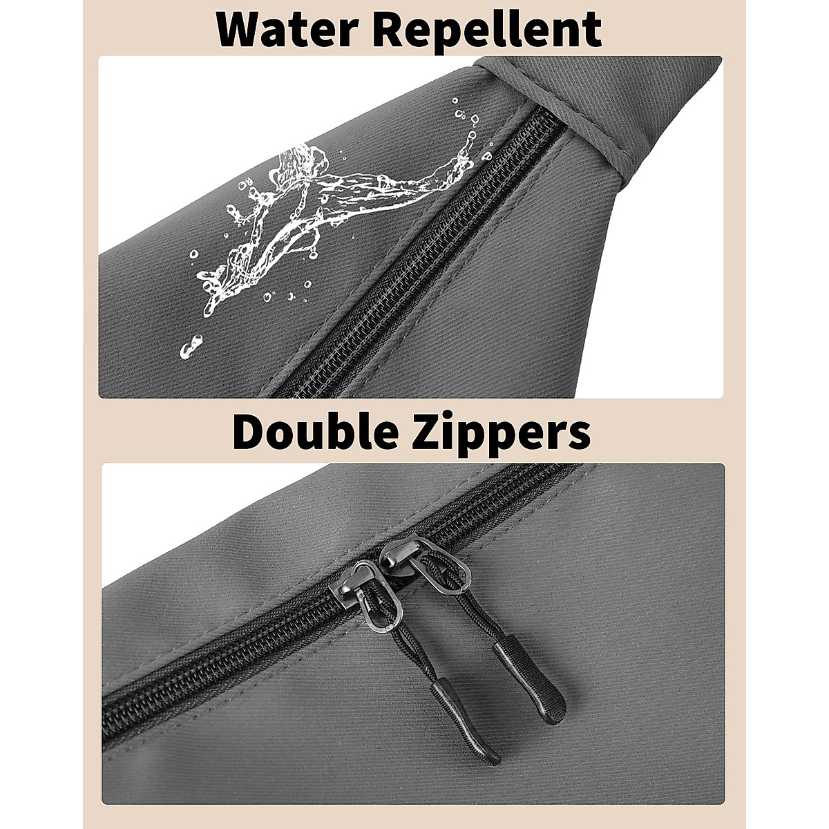 Small Sling Crossbody Bag for Women Men Trendy, Mini Crescent Bag with Adjustable Strap, 2 Zippers Lightweight Nylon Bag