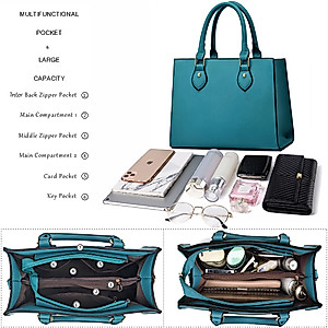 CHICAROUSAL Crossbody Purses and Handbags for Women PU Leather Tote Top Handle Satchel Shoulder Bags (Blue Green)