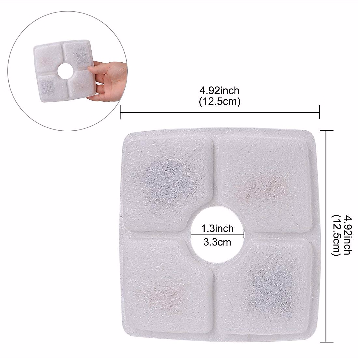 Cat Water Fountain Filters, 8 Packs Filter for Automatic Cat Water Filter, Carbon Replacement Filter for 84oz/2.5L Pet Water Fountain, Dog Water Dispensers