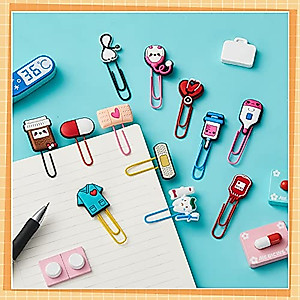 24 Pcs Cute Cartoon Bookmarks Bulk Paper Clips Nurse Gift Cartoon Bookmarks Colorful Paperclip Bookmark Memo Clip for Nursing School Student Essentials Pagination Organize Office Stationery