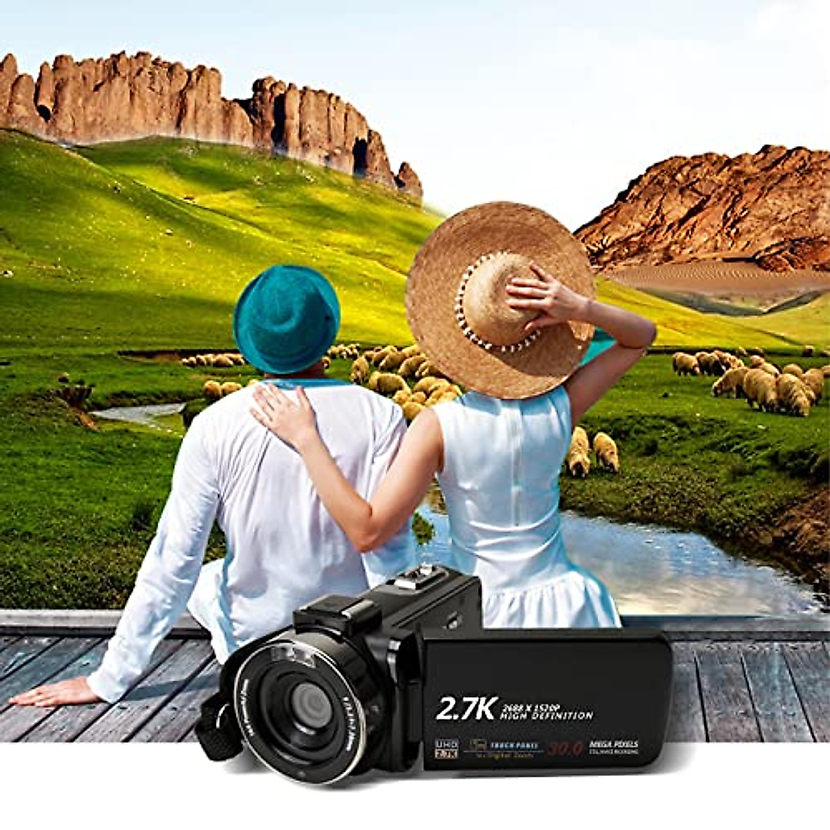 Ultra HD Digital Video Camera 2.7K 3.0-inch 270 ° Reversible IPS Touch-Control Screen DV 16 Times Digital Zoom Double Intelligent Anti-Shake with Remote Control