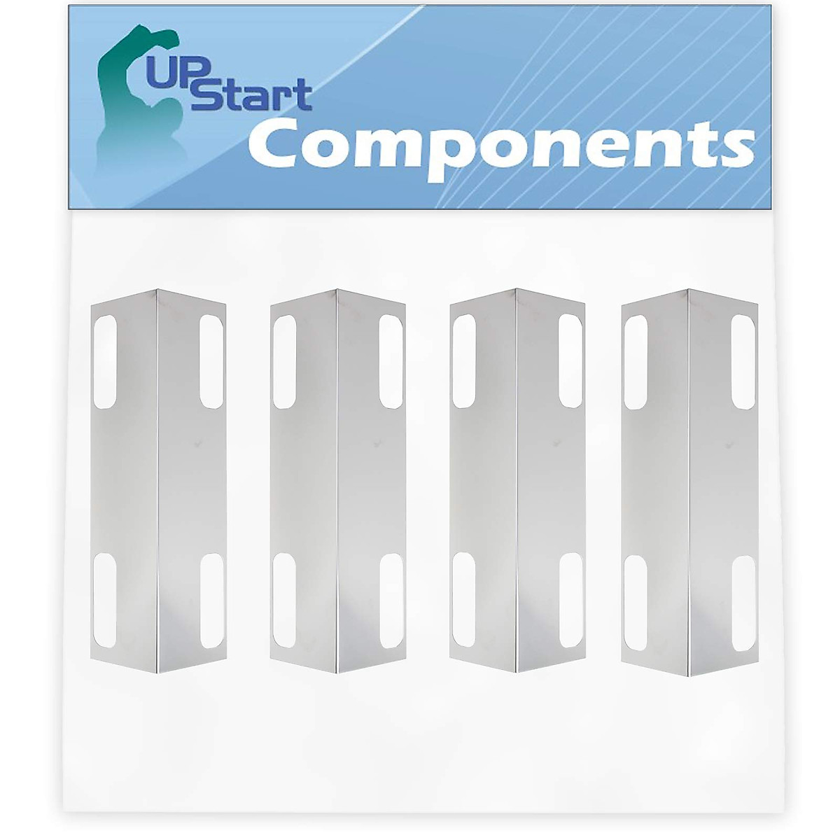 4-Pack BBQ Grill Heat Shield Plate Tent Replacement Parts for Ducane Affinity 4200 - Compatible Barbeque Stainless Steel Flame Tamer, Flavorizer Bar, Vaporizer Bar, Burner Cover 15 3/8"