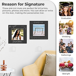 Frametory, 12x12 Black Pre-Cut Picture Mats for 8x8 Photos, Prints, Artworks - White Core Bevel Cut 7.5x7.5 Openings Acid Free Frame Mattes 1.4Mm Thickness - Pack of 12