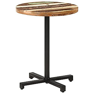 WHOPBXGAD Bistro Table Round,Wooden bar Table, Kitchen Table Suitable for Living Room, Dining Room, Bistro Table,Ø23.6"x29.5" Solid Reclaimed Wood