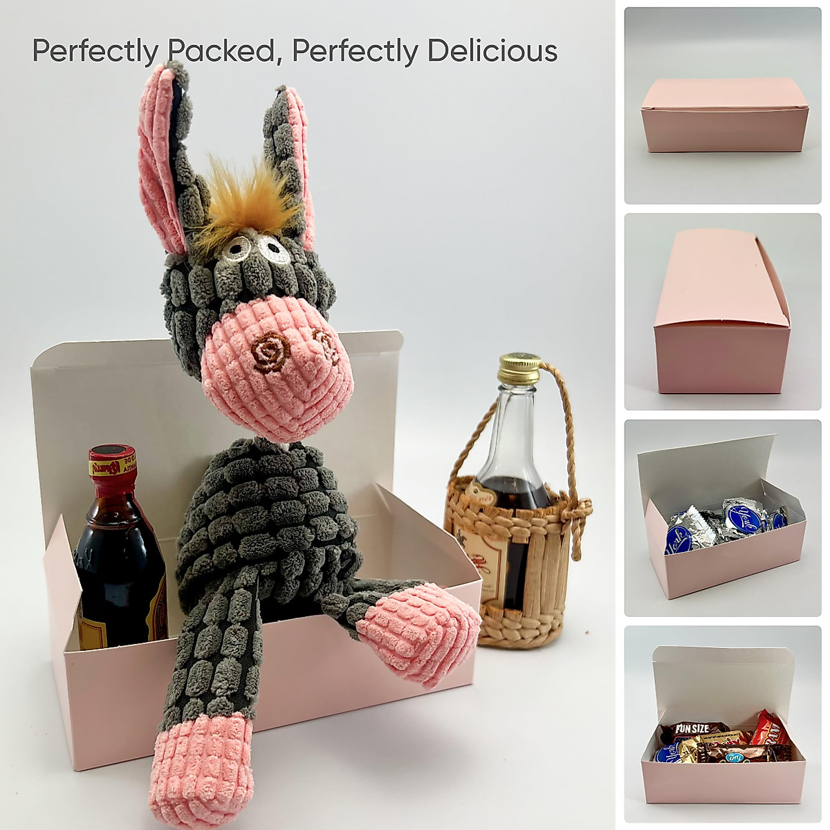 Biscuits Lasso Pink Boxes - 10 Pack - 1 lb - Mini Cake Box - Bakery Collapsible Paper Сase for Small Homemade Treats, Candy, Dessert, Pastry Pie, Cupcakes - 7 x 3.38 x 2 inches