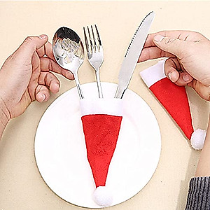 Christmas Home Decoration Tableware Bag Holder Christmas Hat Fork Knife Cutlery Bag Merry Christmas Decoration Ornament