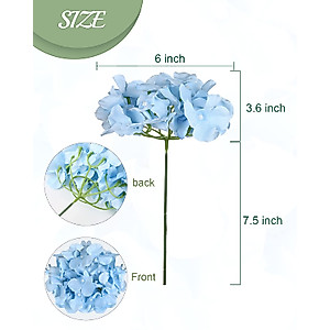 Auihiay 18 Pieces Hydrangea Artificial Flowers Silk Hydrangea Flowers Heads with Stems for Home, Garden, Wedding, Baby Shower, Party Decorations (Blue)