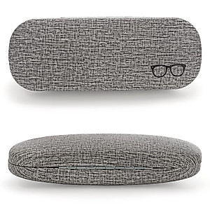 Hedume 12 Pack Hard Shell Eyeglasses Case, PU Linen Pattern Large Glasses Case, 4 Colors Unisex Portable Glasses Protection Case