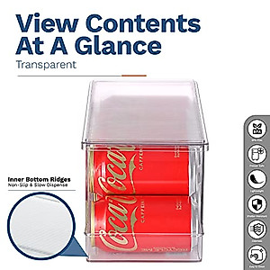 Can Drink Holder with Lid Organizer for Refrigerator, Freezer & Kitchen Cabinets - Space Saving Stackable Clear Can Organizer & Storage for Pantry Food, Canned Goods, Soda & Other Beverages (4-Pack)