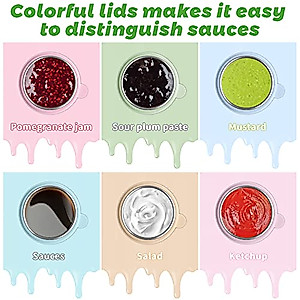 Salad Dressing Container To Go, 6x1.6oz Small Condiment Containers with Lids, 18/8 Stainless Steel Salad Dressing Container Sauce Cup for Lunch Bento Box, Reusable Leakproof Dipping Sauce Cups