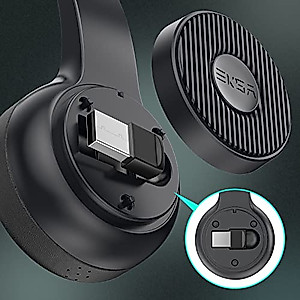 Bluetooth Headset V5.2, Wireless Headset for PC with AI Environmental Noise Cancelling Microphone (ENC), 2.4G USB Adapter, 55Hours Playtime, Stereo, Calls/Music Mode, On Ear Computer Headphones
