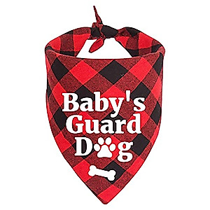 YHTWIN Funny Cute Red Plaid Cotton Triangle Pet Dog Bandanas, Baby's Guard Security Dog Scarf Accessories Props Decorations, Dog Birthday Party Photograph Props for Pet Lovers Owner Gift
