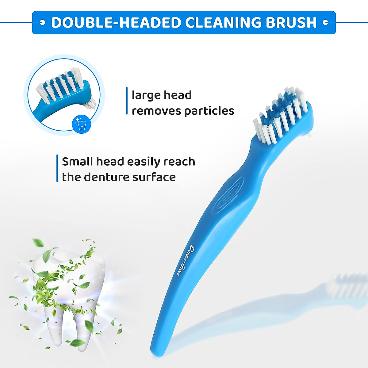 Denture Cleaning Tablets Smokers 120 Tablets bundle with Dentu-Care Denture Case and Denture Brush for Maintaining Good Clean Full Partial Dentures Mouthguards