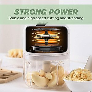 USB Rechargeable Electric Garlic Grinder, 2023 New Portable Veggie Chopper Garlic Electric Grinder Onion Chopper, Mini Food Chopper Tool for Vegetable, Ginger, Chili, Fruit, Meat (Green, 100ml)