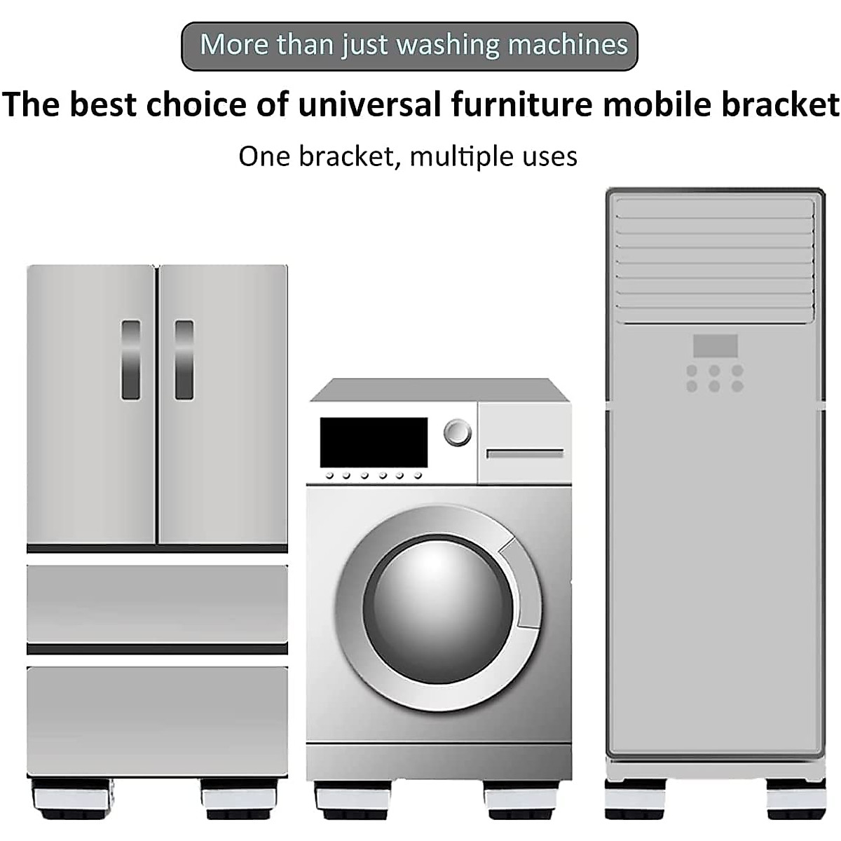 Baisiky Furniture Dolly Mobile Roller, Extendable Appliance Rollers Mobile Washing Machine Base, Fridge Stand Moving Cart for Washing Machines, Refrigerators(White)