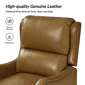 HULALA HOME Leather Recliner Chair Set of 2, Modern Push Back Recliner Armchair with Adjustable Backrest & Footrest,Comfy Upholstered Lazyboy Single Sofa for Home Theater Bedroom Living Room, Camel