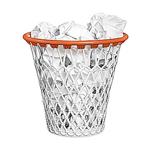 Balvi - Basket Wastebasket Quirky Design for Basketball Fans. Made in Very Strong Plastic. White Colour.