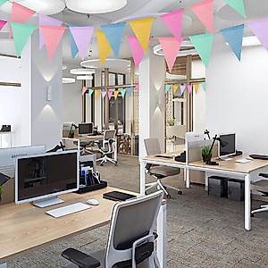 36 Flags Imitated Burlap Pennant Banner Flags, Pastel Fabric Triangle Rainbow Flag for Birthday Classroom Christmas Valentines Baby Shower Graduation Rustic Boho Spring Holidays Party Decorations