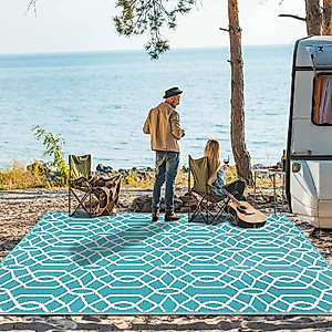 HEBE Outdoor Rug 6'x9' for Patios Waterproof Clearance Reversible Patio Mat Plastic Straw Rug RV Camping Mat Outside Area Rug Carpet for Camping RV,Porch,Deck,Balcony,Camper,Backyard