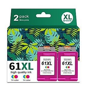 Ankink 61XL Color Ink Cartridge for HP Ink 61 Color HP 61 XL 61xl Color Printer Ink Combo Pack for HP Envy 4500 5530 4502 5535 5534 officejet 4630 4635 Deskjet 1000 1010 1510 Series Printer Ink(2PCS)