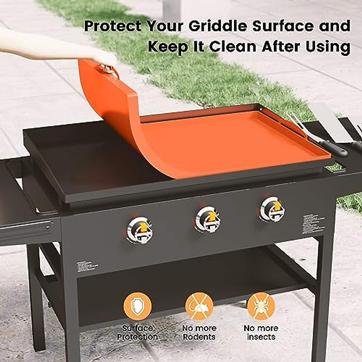 Silicone Griddle for Blackstone 28 Inch Griddle, Size:28 x 17 x 1 inches, Food Grade Waterproof Silicone Mat, Protect Your Griddle from Rodents, Insects, Debris, and Rust(Orange)