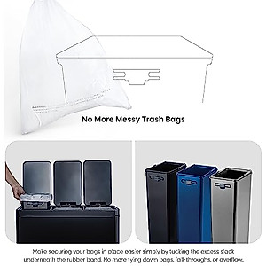 Home Zone Living 15.9 Gallon Kitchen Trash Can, Three Removable Liners for Recycling and Trash, Wide Stainless Steel Shape, Black (5.3 + 5.3 + 5.3 for 15.9 Gallon Total)