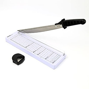 BDKING Paper Trimmer A4 Guillotine Paper Cutter Gridded Photo Trimmer Guillotine Craft Machine with Trimmer Corner Rounder-12 Inch Blade, 10 Sheet Capacity