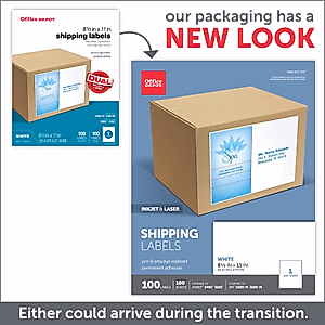 Office Depot® Brand White Inkjet/Laser Permanent Full-Sheet Labels, 505-O004-0012, 8 1/2" x 11", Box Of 100