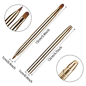 TOODOO 3 Pieces Lip Brush Retractable Lipstick Liner Brush Lipstick Dual-ended Foundation Makeup Brush with Cap Travel Applicators