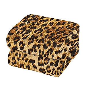 Throw Blanket Leopard Print Soft Plush Flannel Fleece Bed Blanket for Kids Adults, Warm Bed Throws for Bed Sofa Couch, Machine Washable 40x50 inches