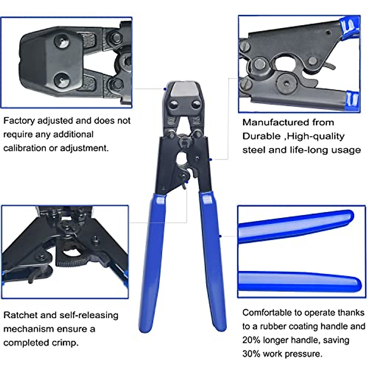 JWGJW PEX CINCH TOOL PEX CINCH CLAMP FASTENING TOOL FROM 3/8"TO1",PEX CINCH CRIMPING TOOL CRIMPER (001)